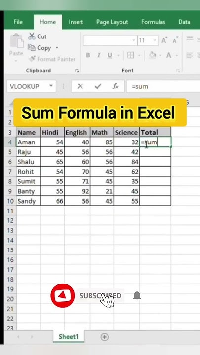 Sum Formula in excel tips and tricks #yoitubeshorts #spreadsheetmagic #excelshortcuts #excel # ...