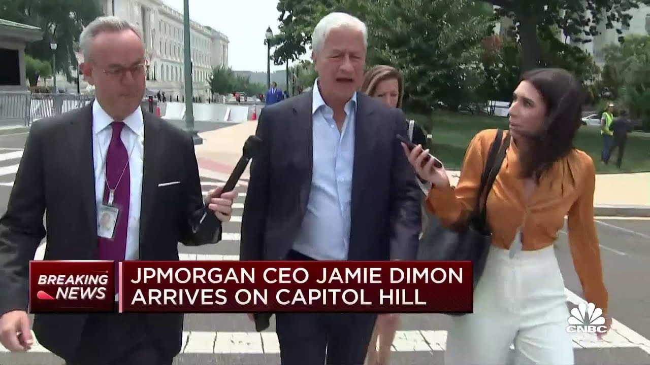 JPMorgan CEO Jamie Dimon arrives at Capitol Hill to meet with House ...