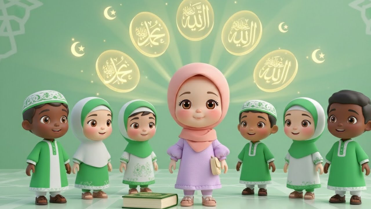 6 Kalimas for Kids Nasheed ️| Beautiful 3D Learning With Noor 🧕 ️ ...