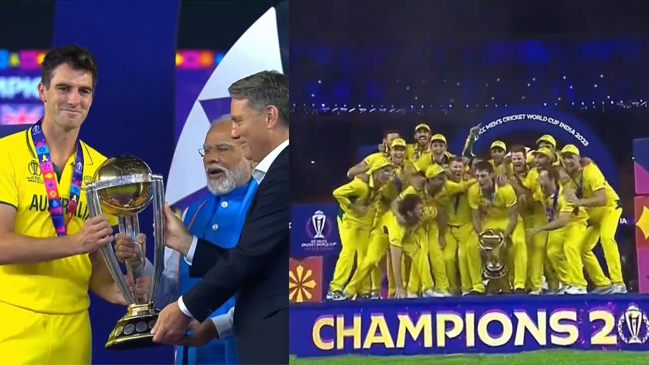 Australia team trophy celebration | narendra modi gave world cup trophy ...