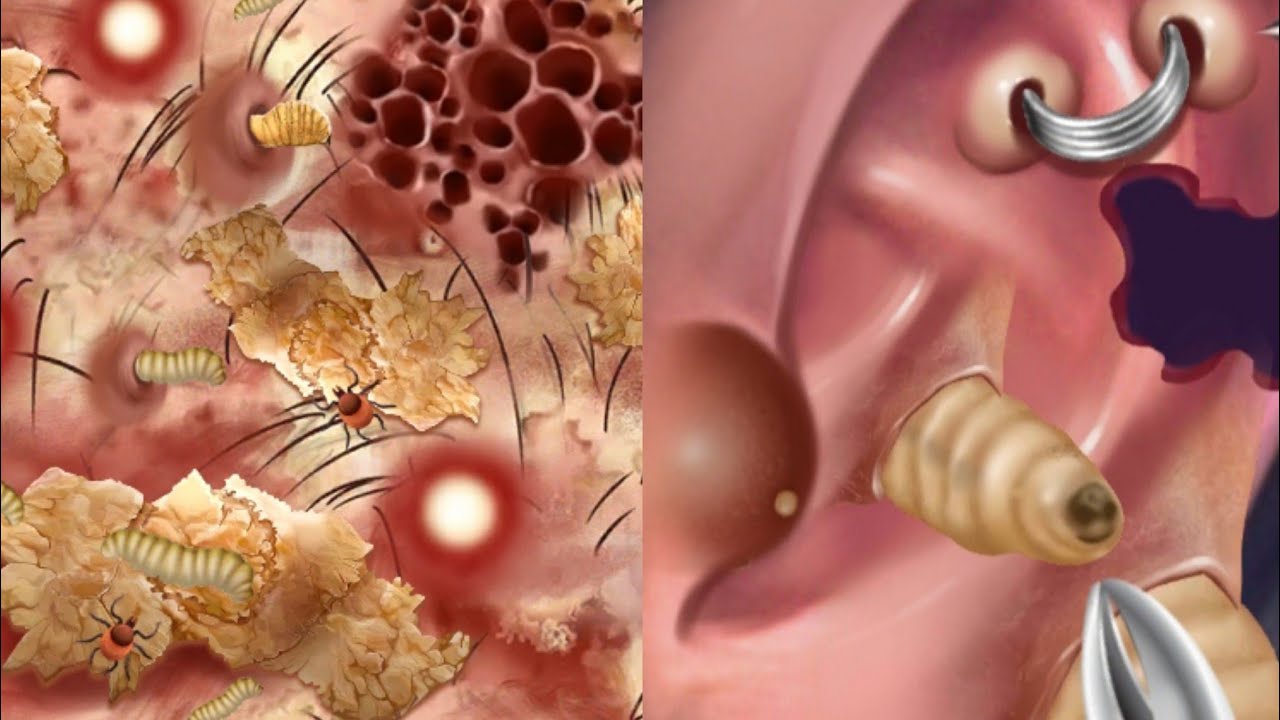 ||ASMR Removal acne and head lice from tha nape at headlice ...