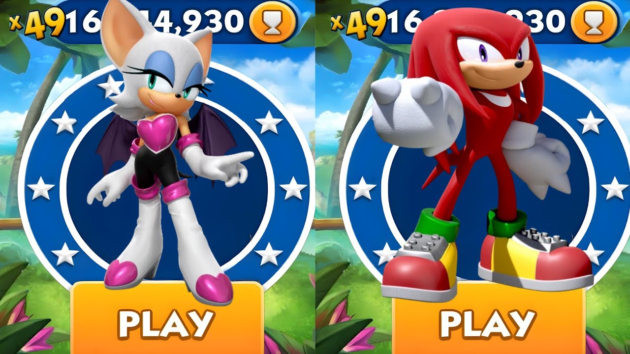 Sonic Dash - Rouge VS Knuckles - All Characters Unlocked - Gameplay ...