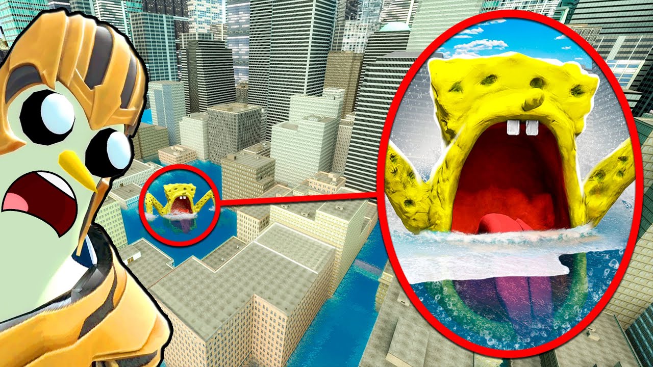 Drone Catches SPONGEBOB SEA EATER In a FLOODED CITY... - YouTube