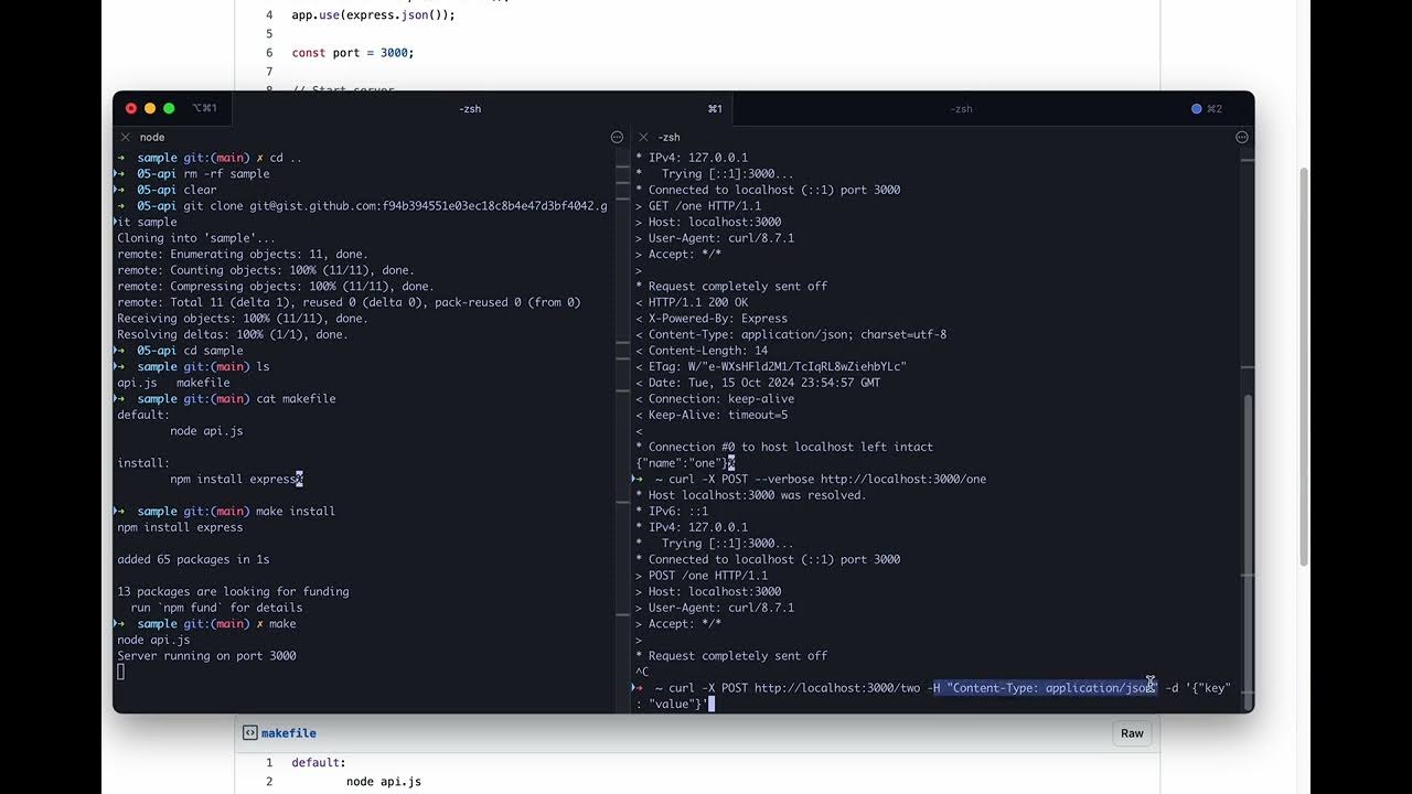 CISC 3140 | nodejs API mini example - YouTube