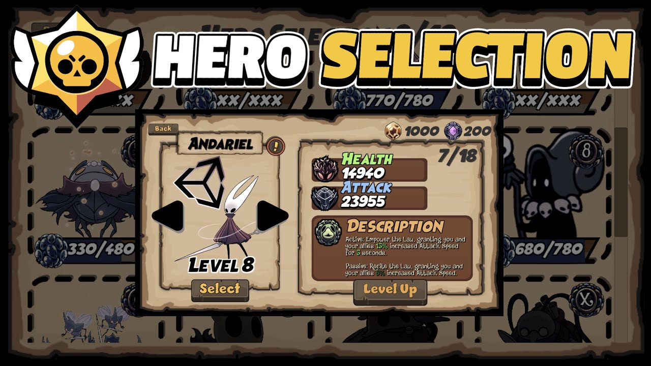 Overview of my Unity HERO SELECTION MENU (Recreate Brawl Stars Main ...