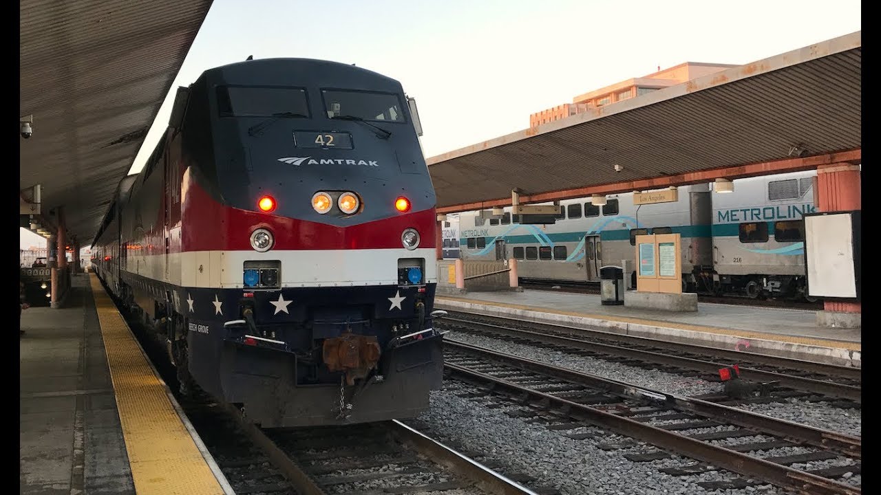 Amtrak Veterans Unit AMTK 42 & Daytime BNSF on the Surfline - Sept 2017 ...