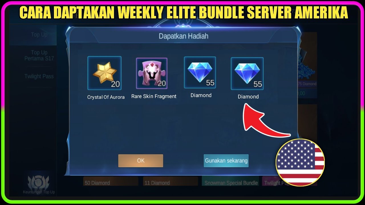 CARA DAPATKAN WEEKLY BUNDLE ELITE SECARA GRATIS SERVER AMERIKA MOBILE LEGENDS BANG BANG - YouTube