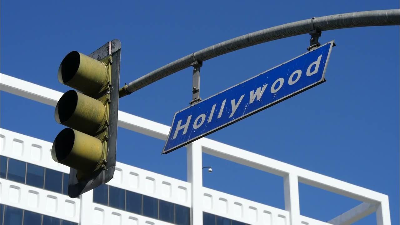 Los Angeles Hollywood Street Sign And Stop Light - YouTube