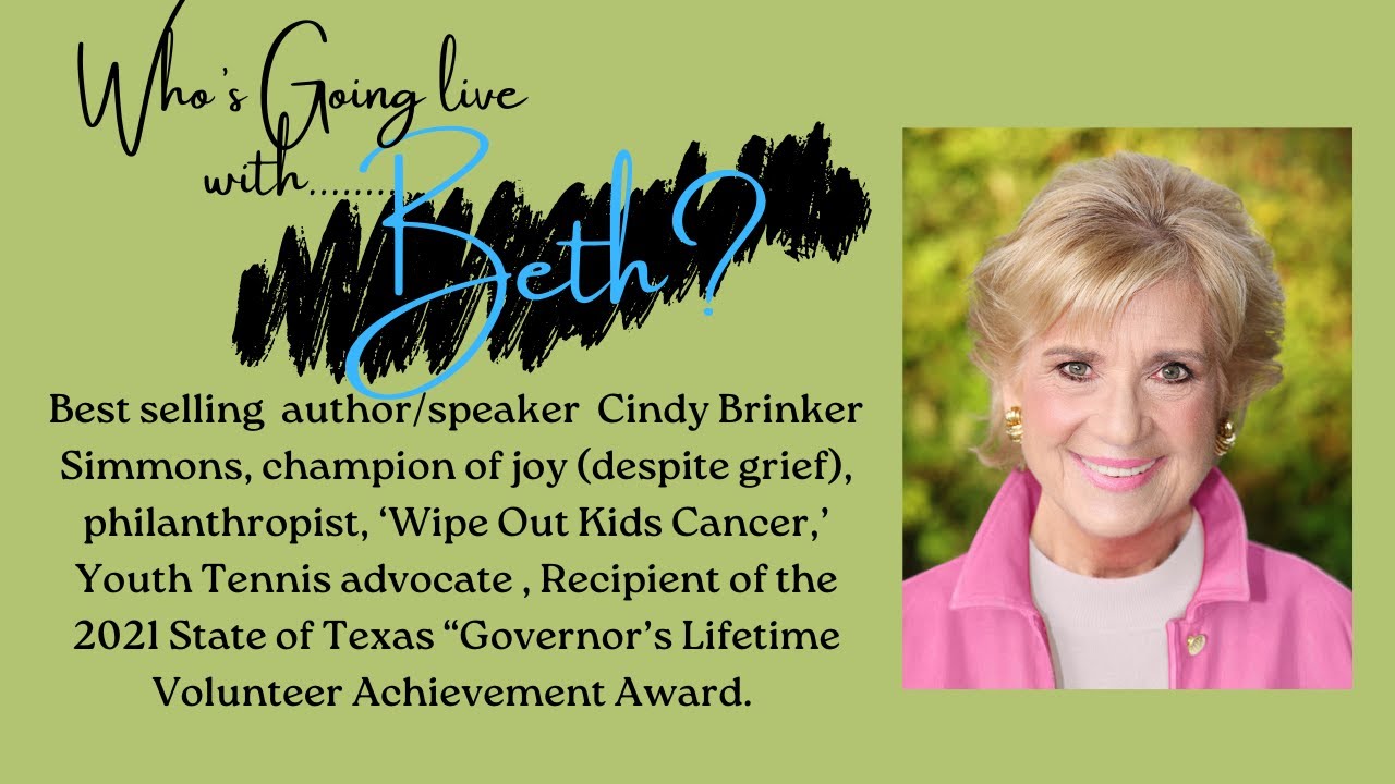 Join Beth Live with Best Selling Author Cindy Brinker Simmons - YouTube