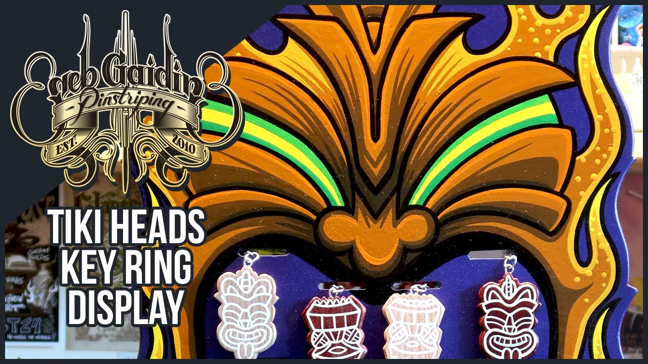 Pinstriping Tiki key rings display - YouTube