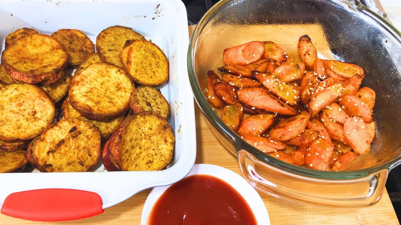 Perfect Glazed Baked Barbecue Sweet Potato & Carrot Wedge - YouTube