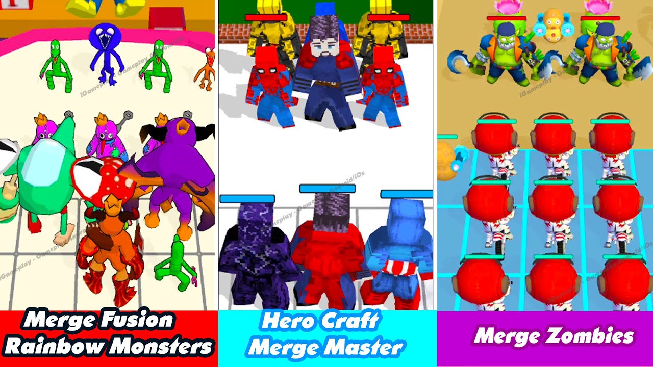 Merge Fusion Rainbow Monsters vs Hero Craft Merge Master vs Merge ...