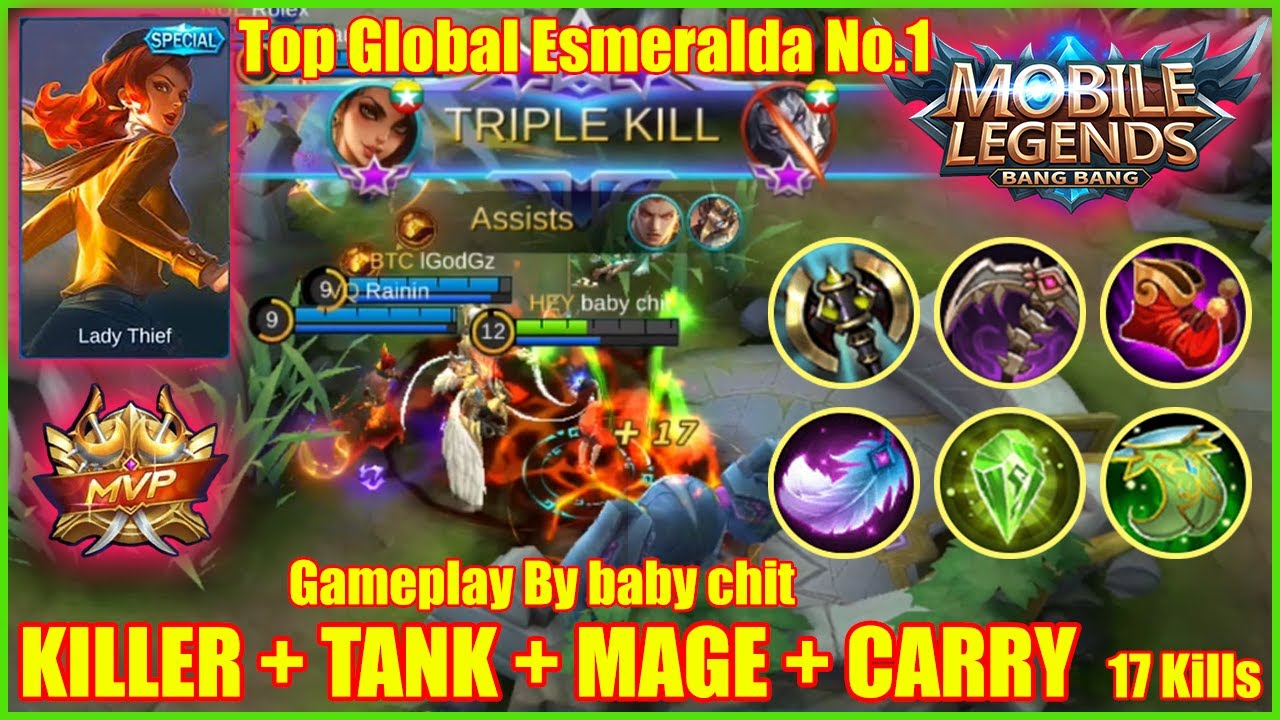 KILLER + TANK + MAGE + CARRY ESMERALDA ! Mobile Legends Top Global ...
