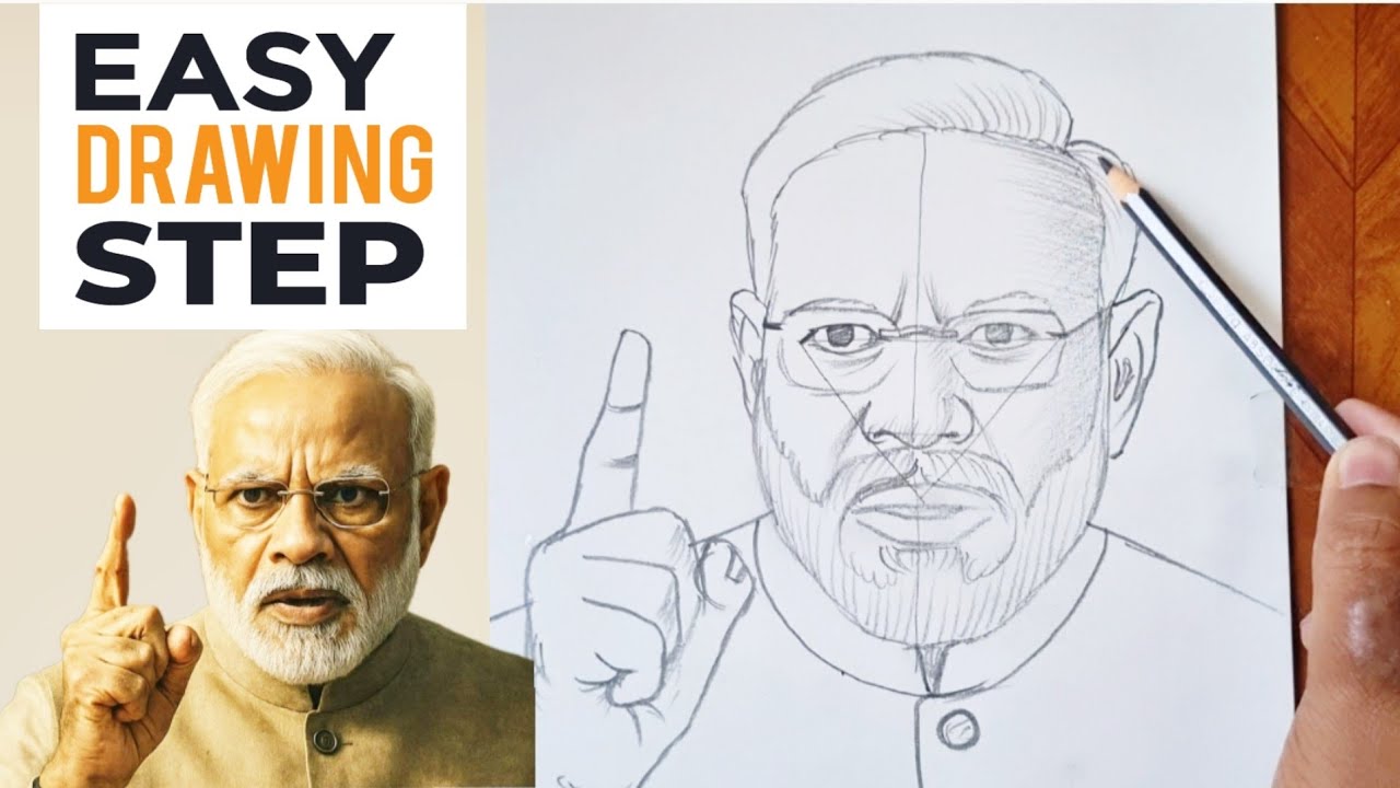 How to draw Narendra Modi Drawing step by step #narendramodi - YouTube
