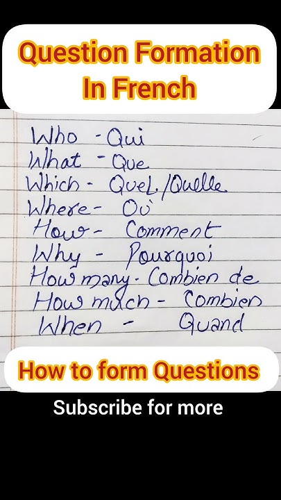 Question Formation in French | How to form Questions in French ...