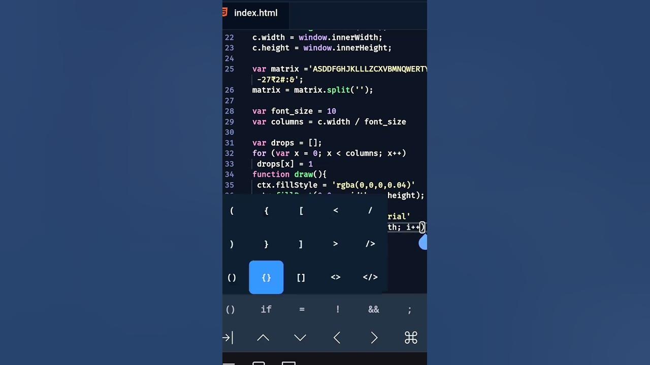 How To Make Matrix Rain Using Javascript Javascript Shorts Programming Coding Animation