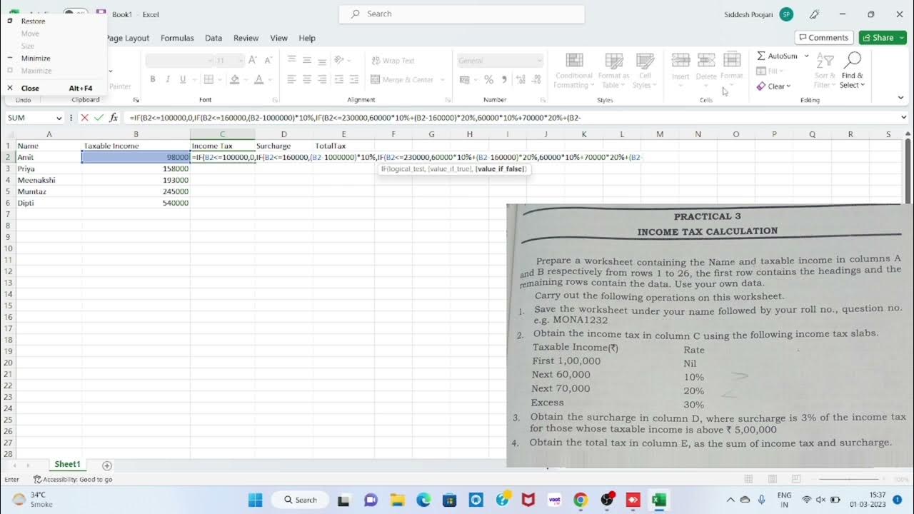 TYBCOM | Practical 3 |Income tax calculation - YouTube