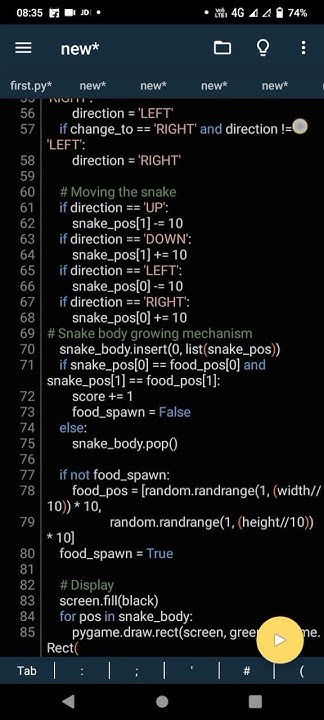 Snake Game Code In Python| #coding #computer #python - Youtube