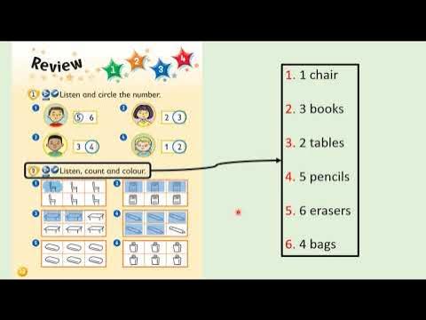 Kid's Box Starter - Review - Unit 1, 2, 3, and 4 - 2 - Listen, count ...