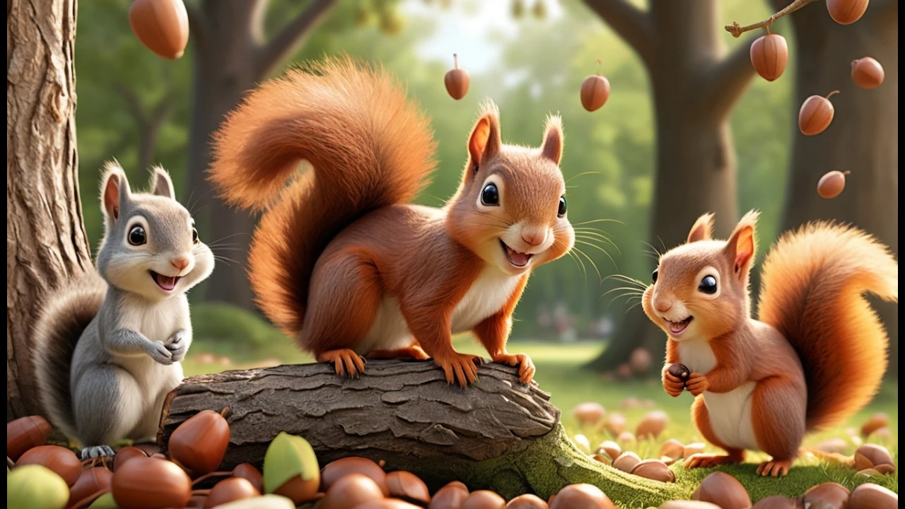 Five Little Squirrels Gather Gather Gather | Nature & Counting Song for ...