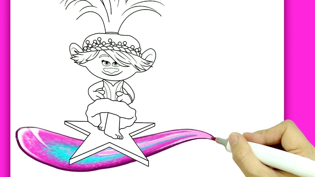 Coloring Queen Poppy Fashion - Trolls 3 Band Together Movie - YouTube