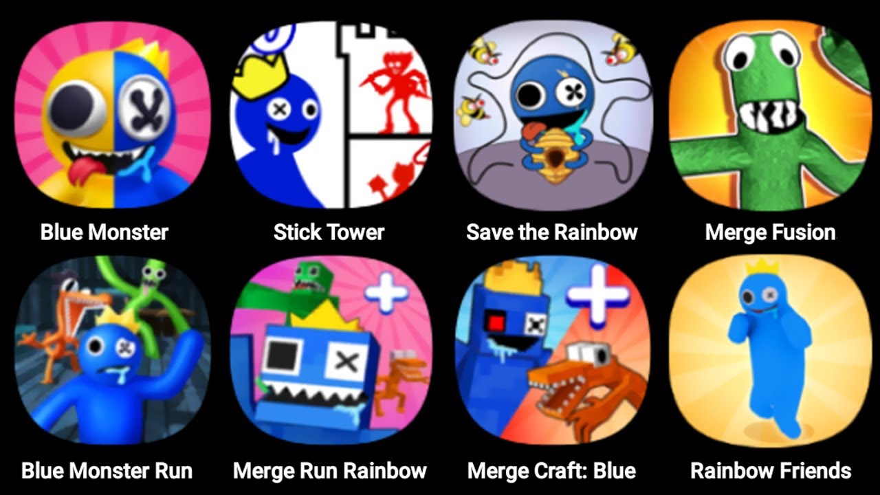 Blue Monster Rainbow Playtime, Stick Tower, Save The Rainbow Blue ...