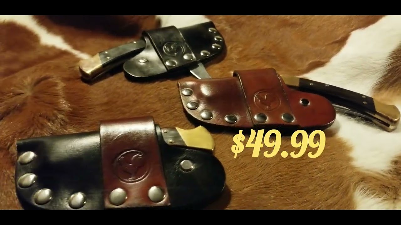 Rooster's leather Quick-draw holsters for the buck 110 - YouTube