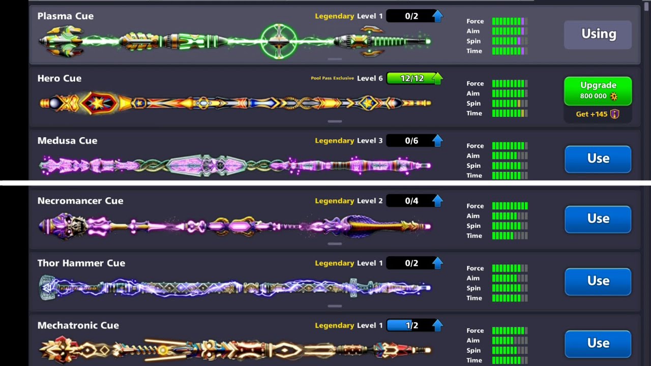 8 ball pool many legendary sticks and with return the coins if you lose ...