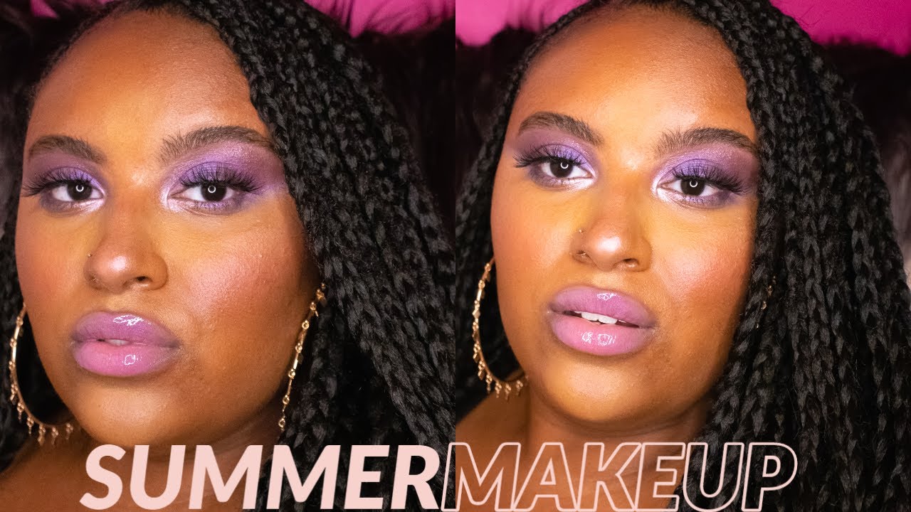 PURPLE GLOWY SUMMER MAKEUP | INSECURE, B.SIMONE, & MORE!!! - YouTube
