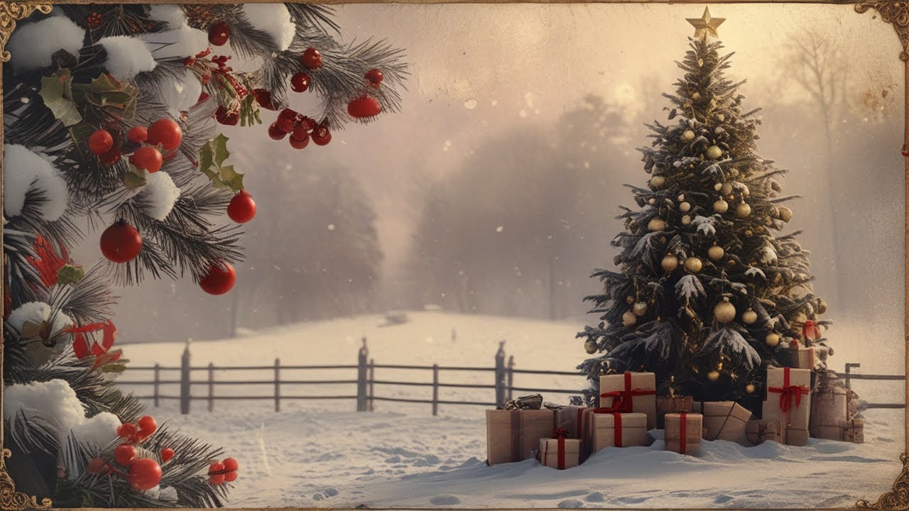 Vintage Christmas Snowfall Screensaver – Decorated Outdoor Tree ...