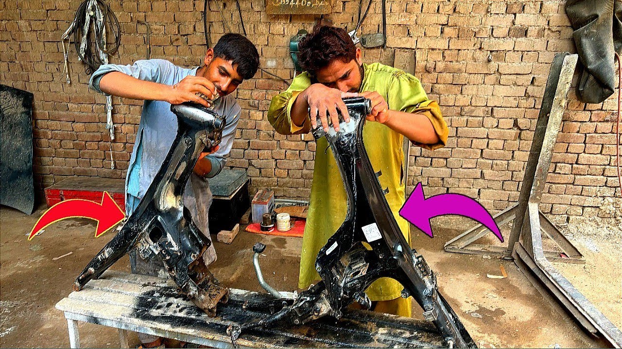 Masterfull Motorcycle Damage Frame Paint Restoration | How to Paint ...