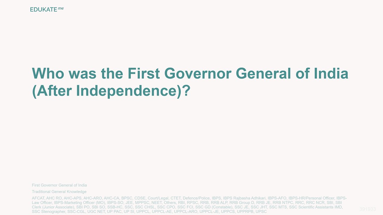 Who was the First Governor General of India (After Independence)? - YouTube