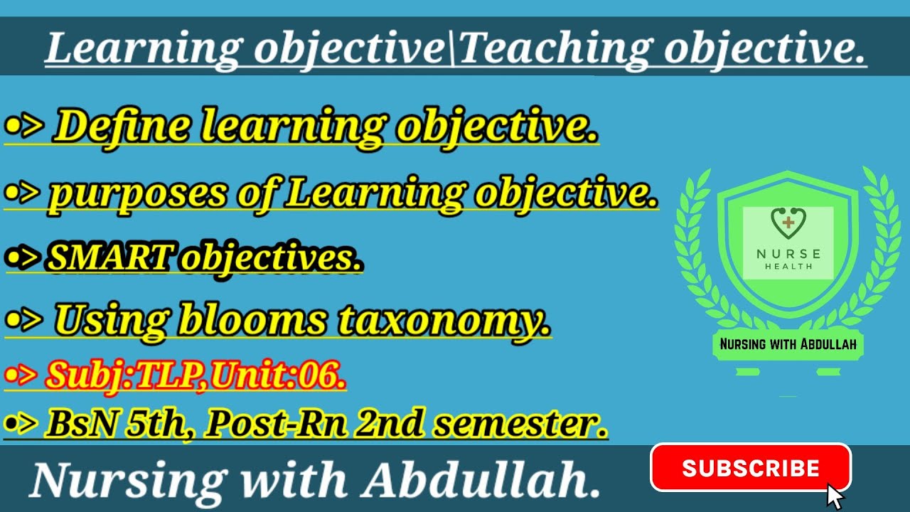 learning objective or teaching objective in urdu|Bsn 5th, Post-Rn 2nd| Unit#6| TLP | - YouTube