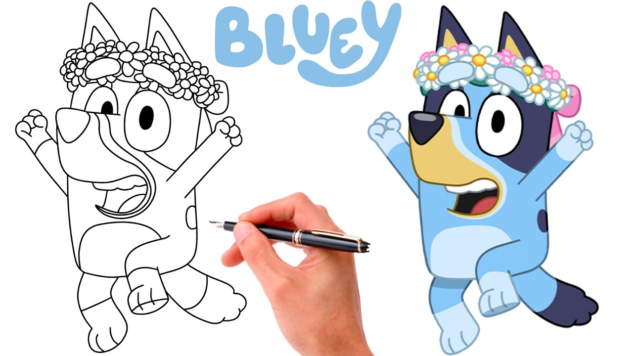How To Draw BLUEY HEELER From BLUEY | Bluey Drawings - YouTube