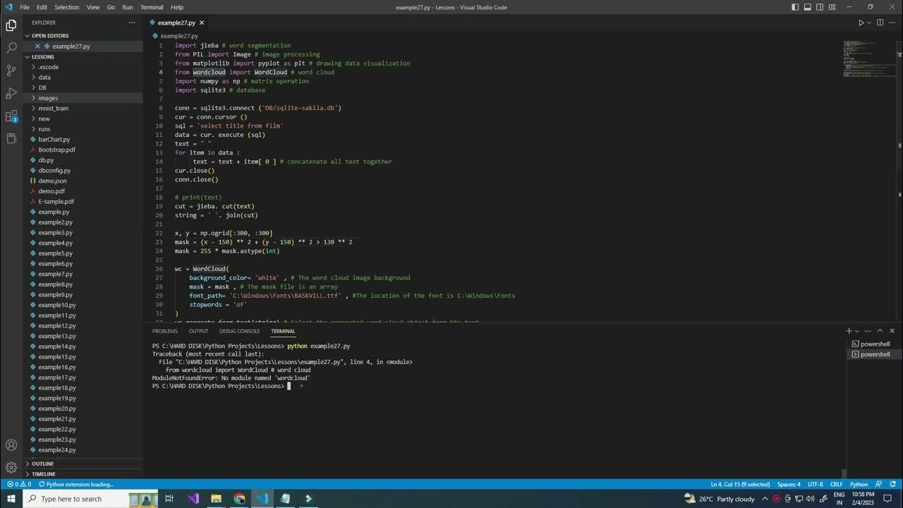 No Module Named Wordcloud Python Youtube