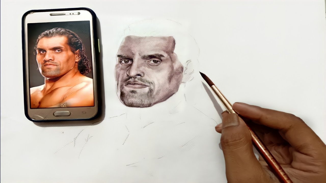 Khali Drawing || The great Khali 🔥 WWE 💪 || Water Color Drawing ...
