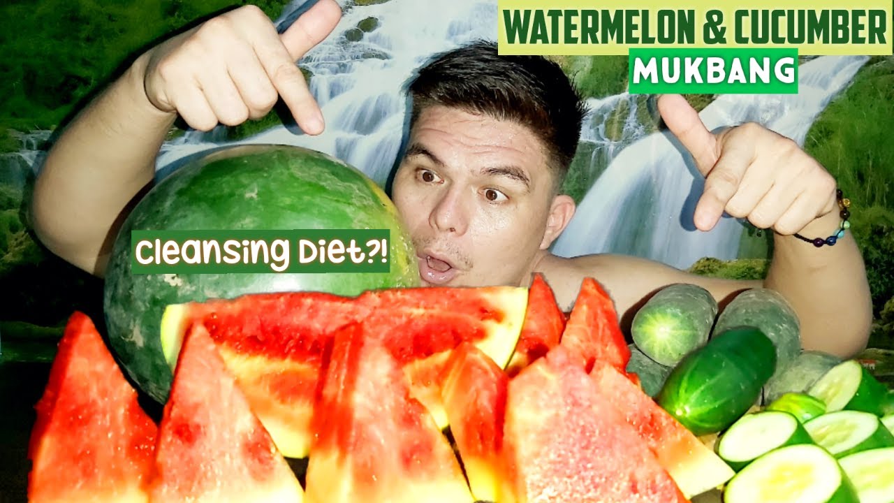 EATING WATERMELON & CUCUMBERS MUKBANG | PRIMITIVE LIFE | EATING SHOW ...