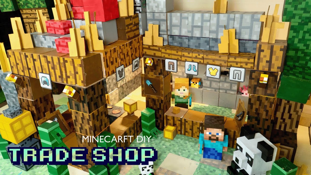 Build Minecraft Trade Shop In Real Life - DIY Cardboard | Minecraft ...