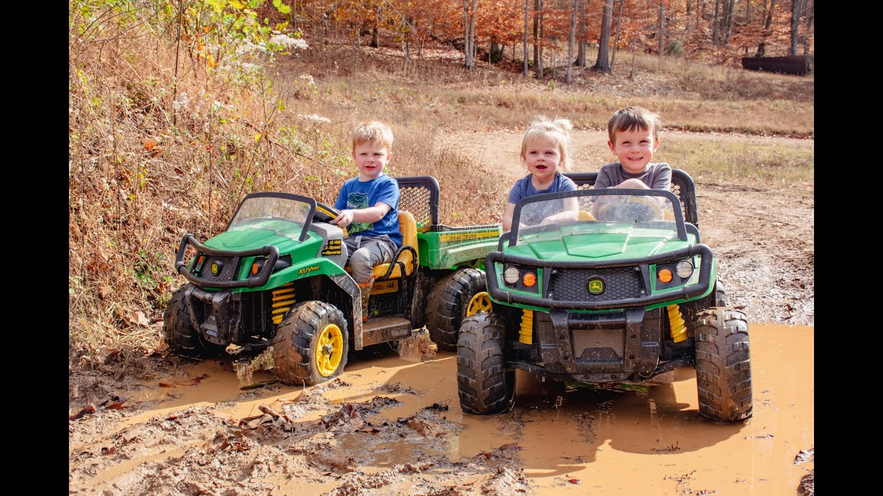 splashing and driving in muddy puddles with powerwheels! - YouTube