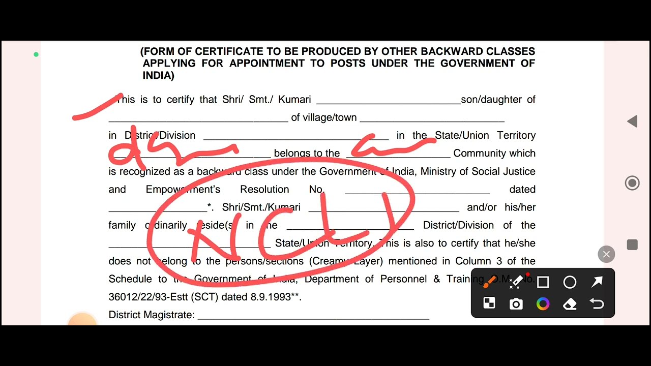 central caste certificate kaise banaye, central caste certificate form ...
