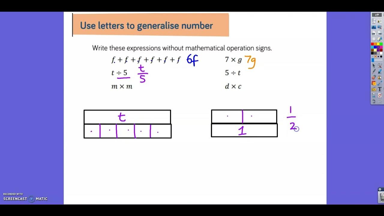 Algebra: use letters to generalise number - YouTube