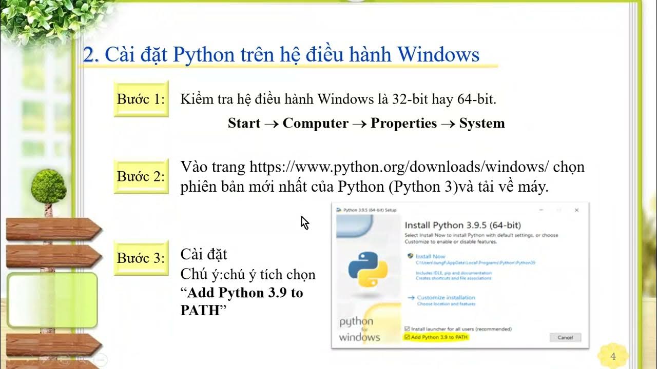 Ngôn ngữ lập trình python - hướng dẫn kiểm tra phiên bản windows cách cài đặt python - YouTube