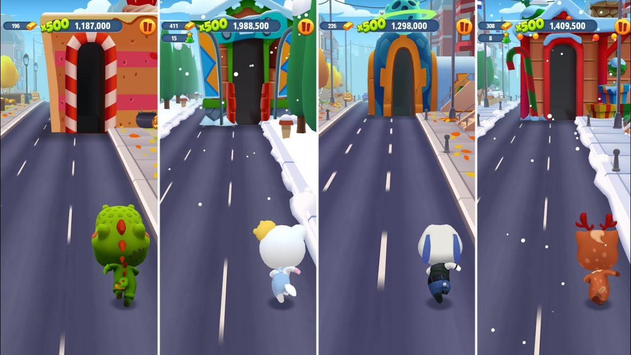 Talking Tom Gold Run Dino Tom vs Polar Angela vs Deputy Hank vs ...