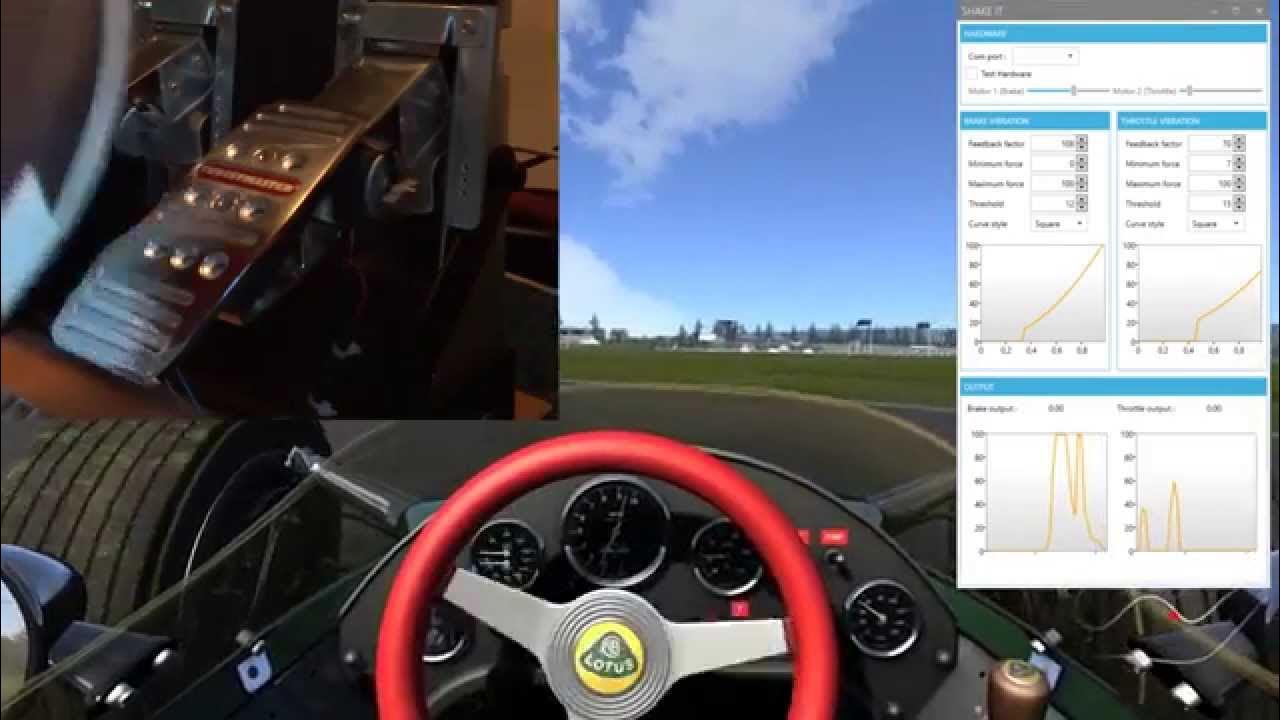 Assetto corsa T500RS Arduino throttle and brake Rumble pedals mod - YouTube