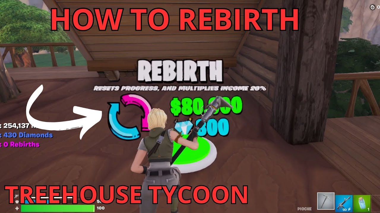 HOW TO REBIRTH ON MAP TREEHOUSE TYCOON FORTNITE How to REBIRTH TUTORIAL ...