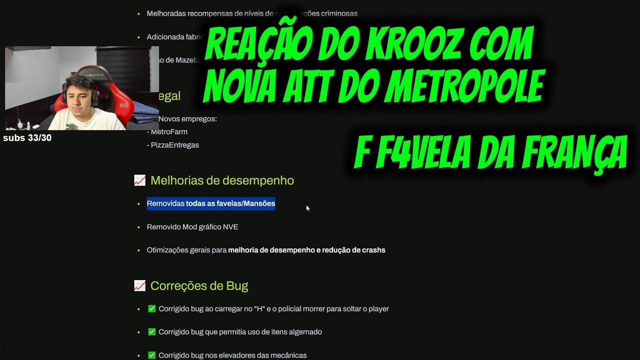 REAÇÃO DO KROOZ COM NOVA ATT DO METROPOLE - YouTube