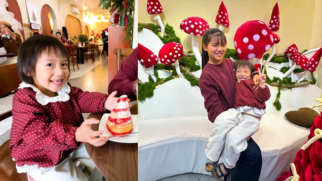 Diem and Quynh enjoyed the Christmas atmosphere in the cafe - YouTube