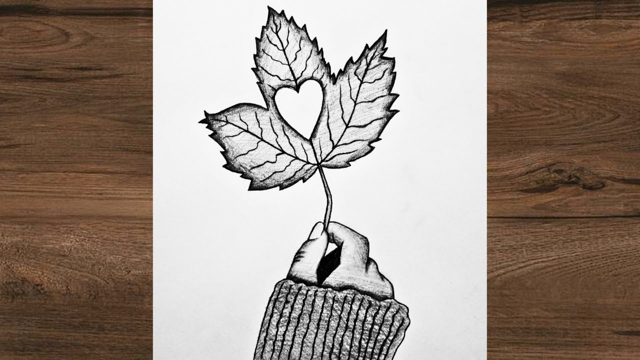 How to draw a HAND WITH A LEAF │ EASY drawing for beginners │ Easy ...