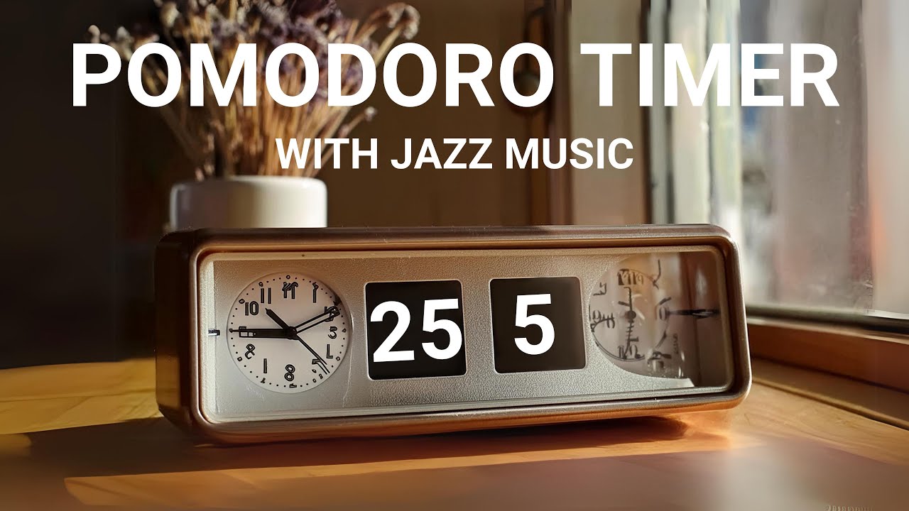 25 / 5 Vintage Pomodoro Timer - 1 hours study || With Jazz Music and ...