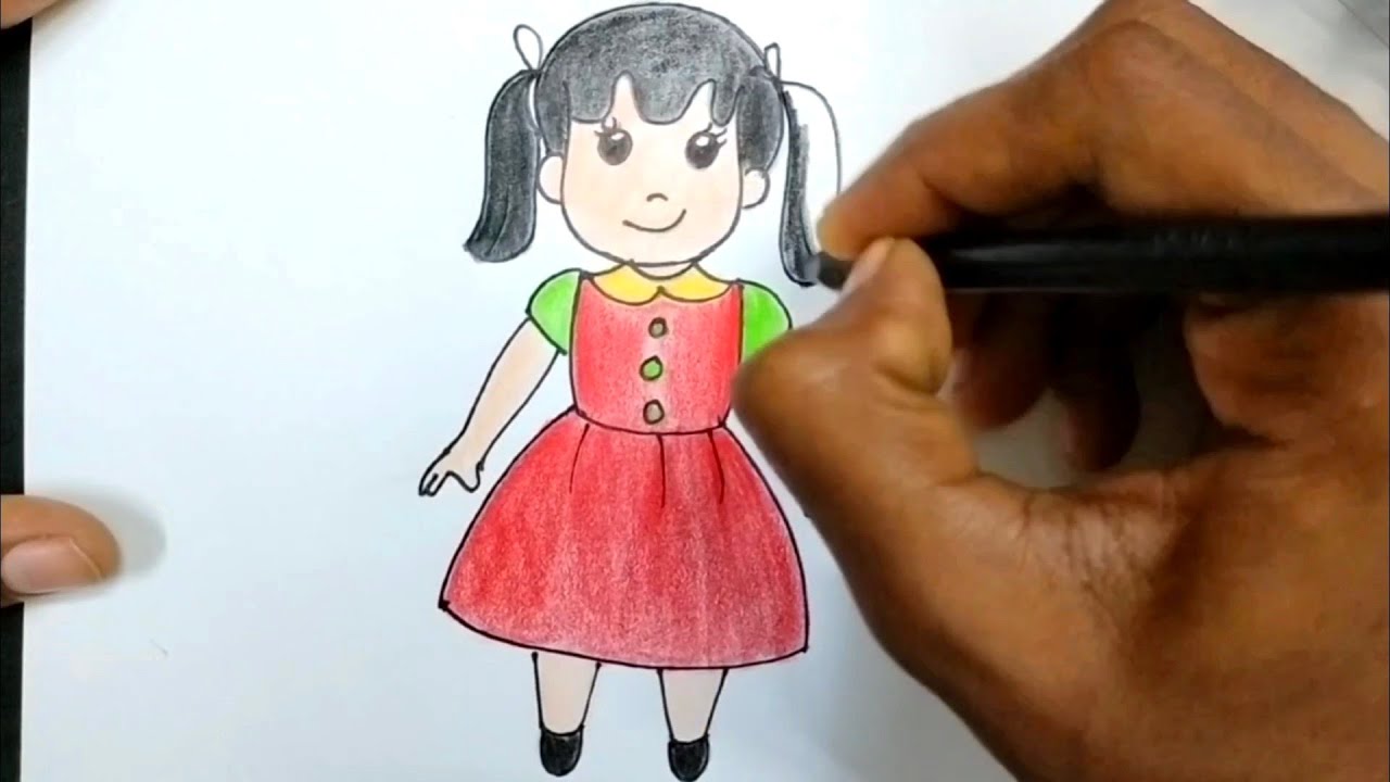 How to draw a school girl || girl drawing easy steps || #drawing - YouTube